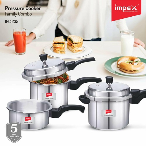 Impex Induction Base Pressure Cooker Family Combo Set of 2, 3 & 5 Litre ...