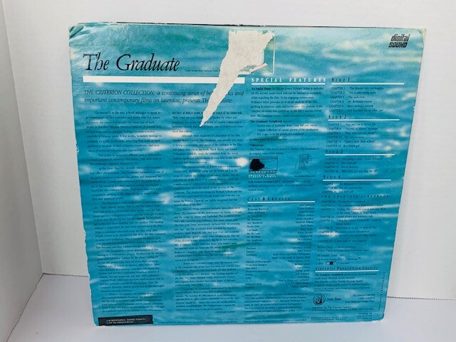 Laser Disc laserdisc case cover 12" movie videodisc 1987 Graduate ...