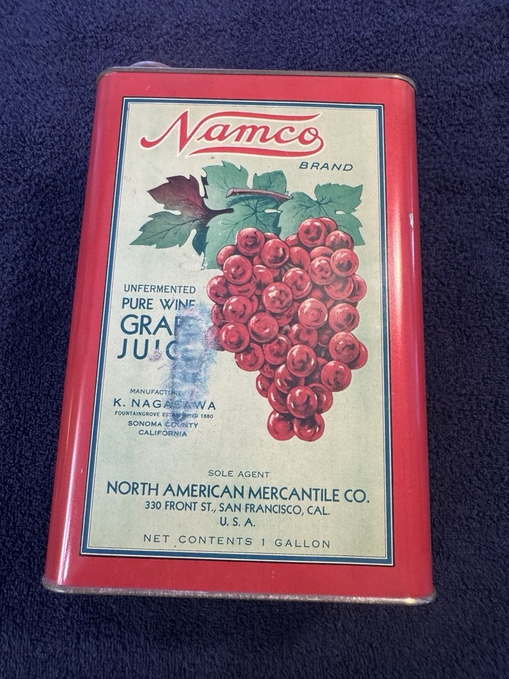 NAMCO BRAND GRAPE JUICE Advertising Tin Can / Fountaingrove Sonoma ...