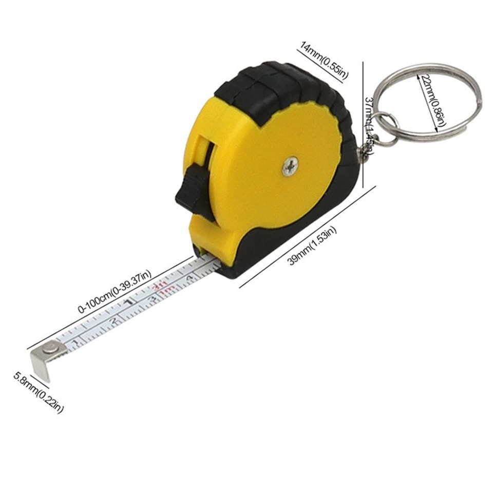 Practical 1m Soft Steel Ruler Metric Inch Tape with Keychain Attachment ...