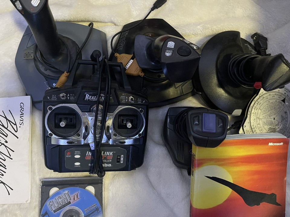 Vintage Flight Simulator Lot - Controllers, Disks, Manuals | eBay