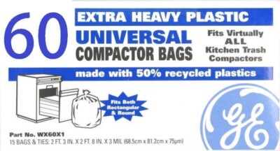 NEW 60 Pack GE Made Universal 12 15 18 Inch Plastic Trash Compactor ...