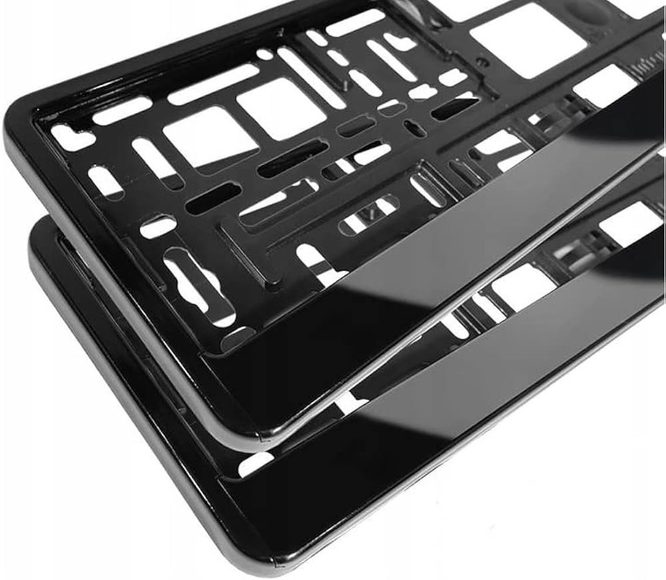 2 x Black Number Plate Surrounds Holder Frame For Any Car Universal Fit ...
