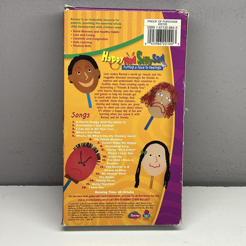 Barney Happy Mad Silly Sad VHS 2003 Video Tape Putting A Face To ...