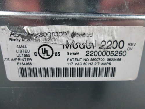 NewBold Addressograph Electric Card Imprinter Model No. 2200 Embosser ...