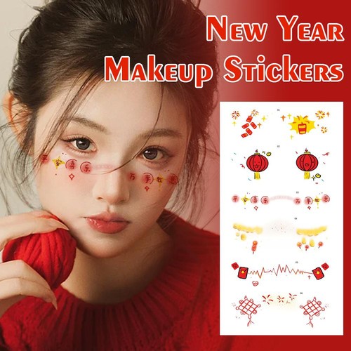 6pcs New Year's Eve Face Stickers Cute Stickers Performance Tattoo A9A7 ...
