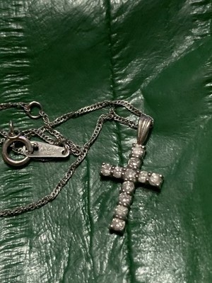 Solid Platinum Diamond Cross With Platinum Chain. 15” Super Nice ...