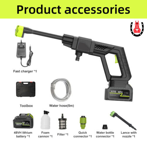 2 Battery Cordless Car Ultra High Pressure Jet Water Wash Portable ...