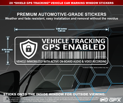 2x Shield GPS Enabled Vehicle Car Alarm Security Window Stickers Decals ...