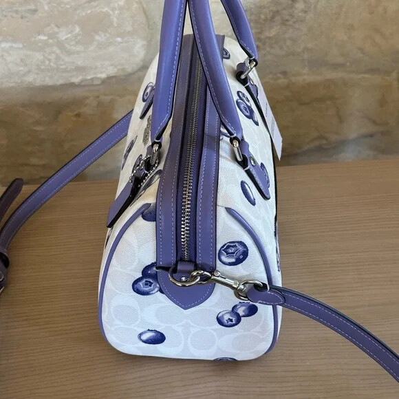 Coach Blueberry Print Rowan Satchel Canvas Handbag/Wallet option NWT | eBay