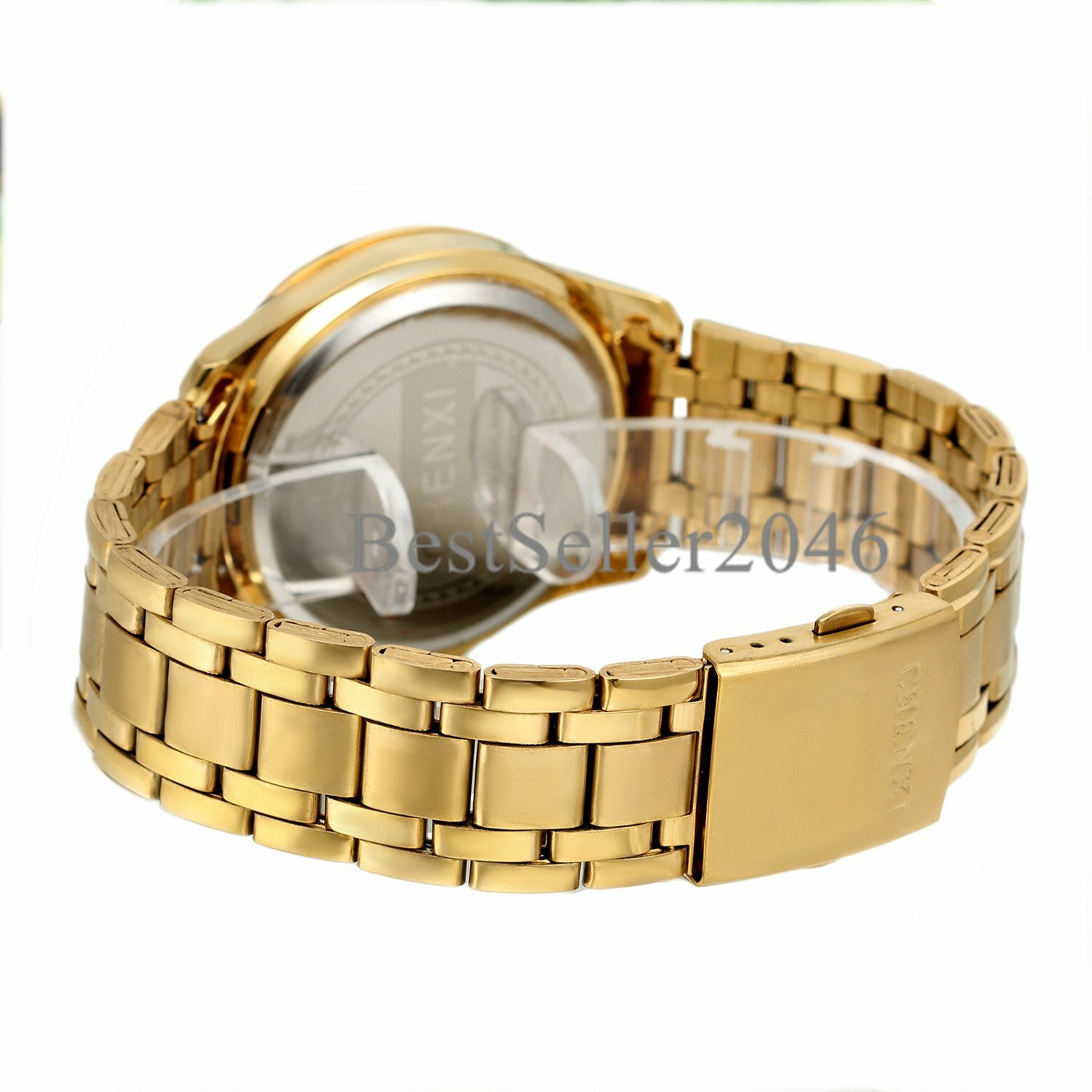 Luxury Men Stainless Steel Gold Tone Quartz Analog Waterproof Sports ...