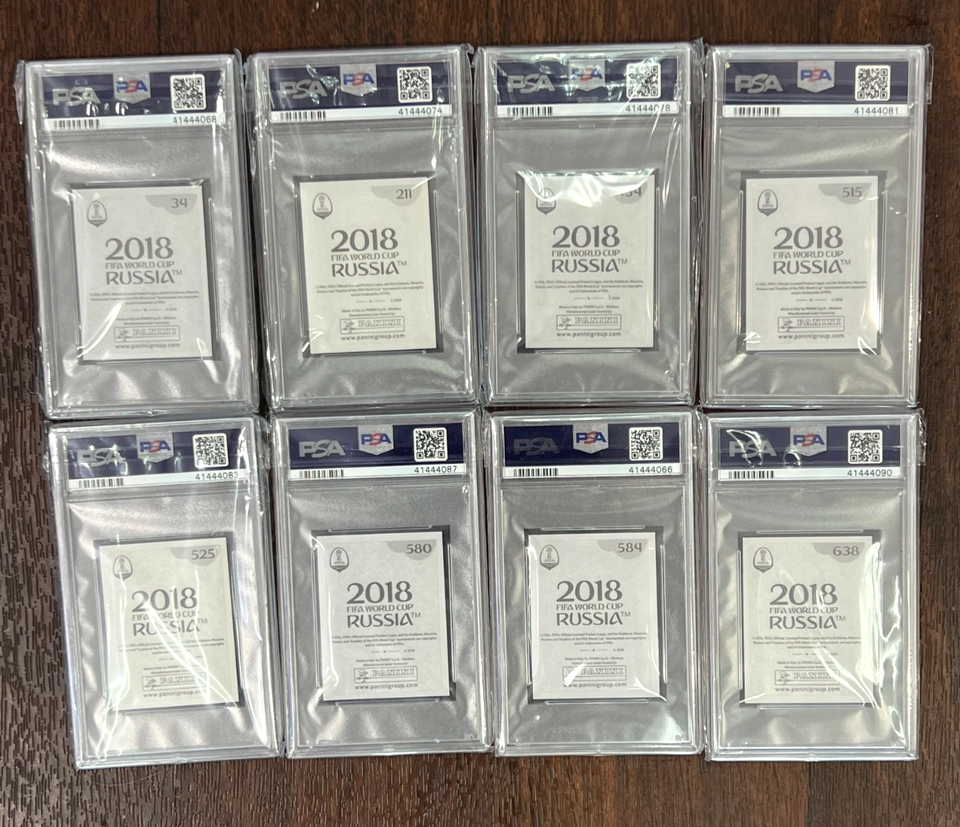 LOT OF 8 2018 PANINI WORLD CUP STICKERS CARDS PSA GRADED AKINFEEV ...