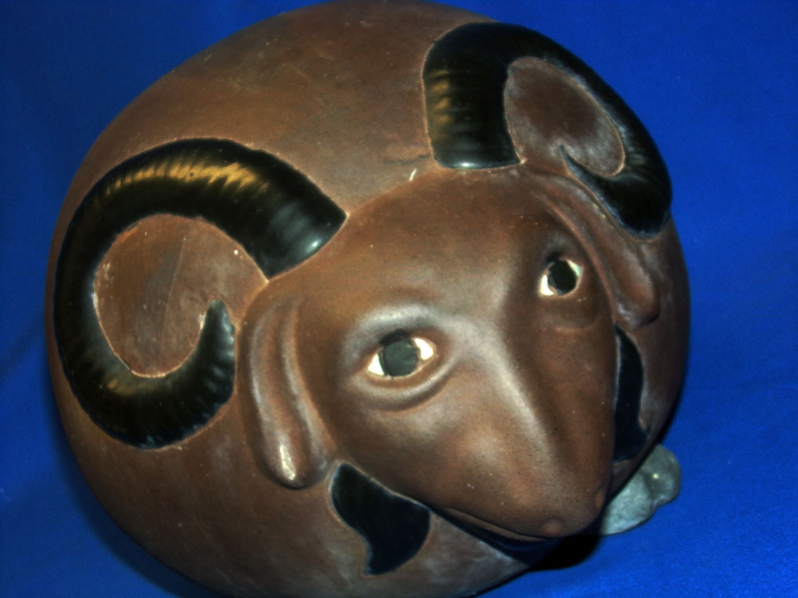 Large Clay Fat Round Satan Satanic Ram Sheep Folk Art Pottery Sculpture ...