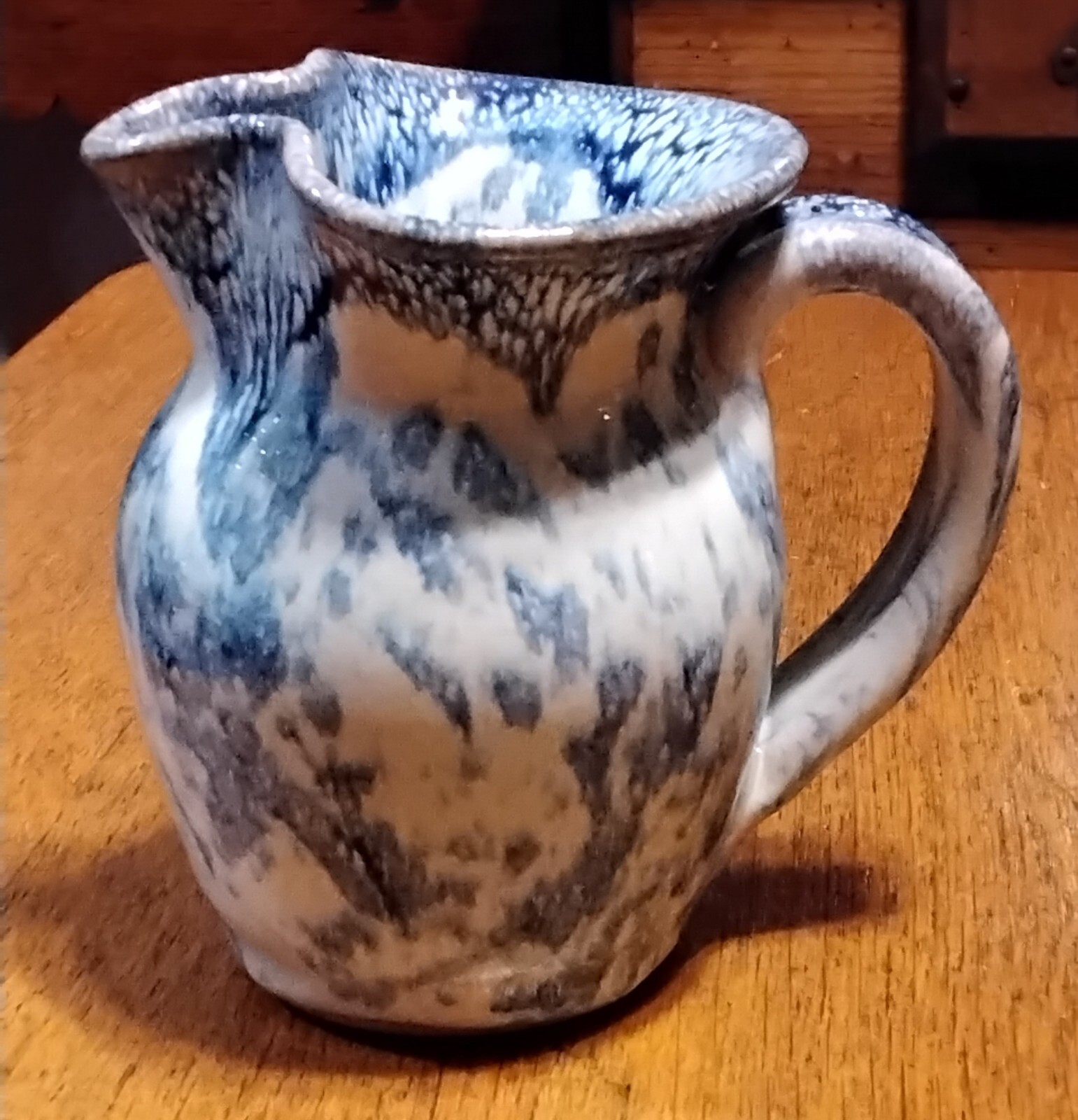 Pot Luck Pottery Seagrove NC Spatterware Blue White Pitcher Laura ...