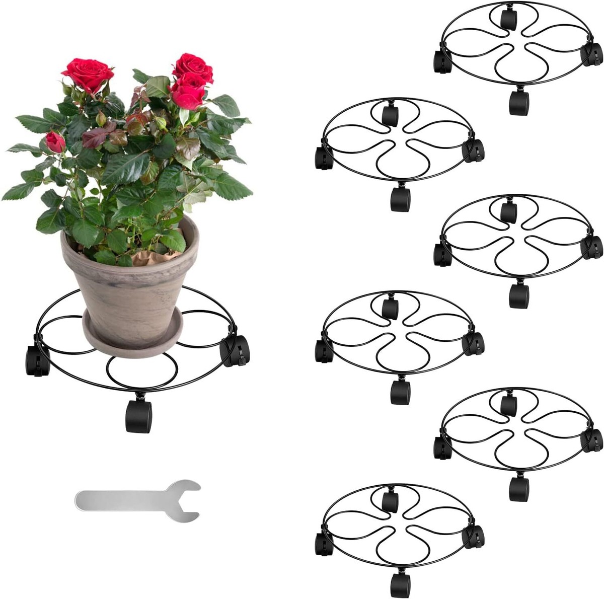 Wheeled Plant Pot Stands Heavy Duty Plant Stand With Wheels, 20 Inch