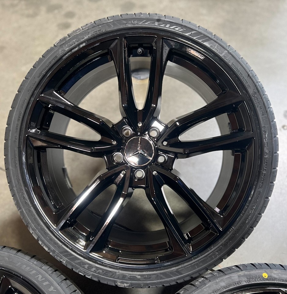 19" Gloss Black Wheels W/Tires Fits Mercedes A250, C250, C300, C350 ...