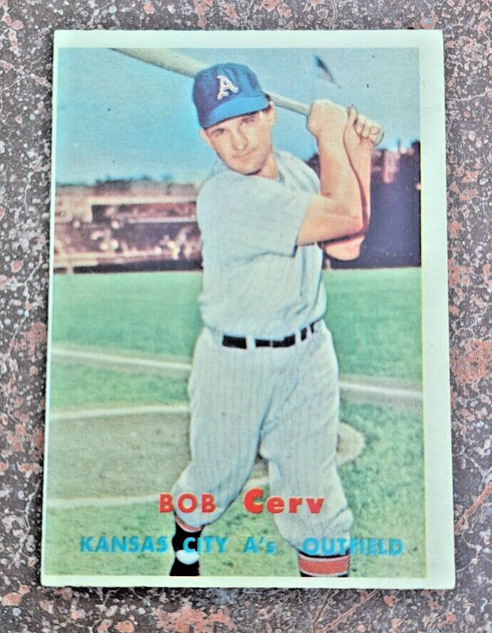 Bob Cerv 1957 Topps Baseball Card #269 Kansas City A's Crease Free ...