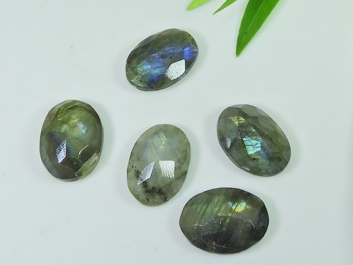 12X17MM Natural Labradorite Checker Cut Oval Cabochon Gemstone 5 Pcs ...