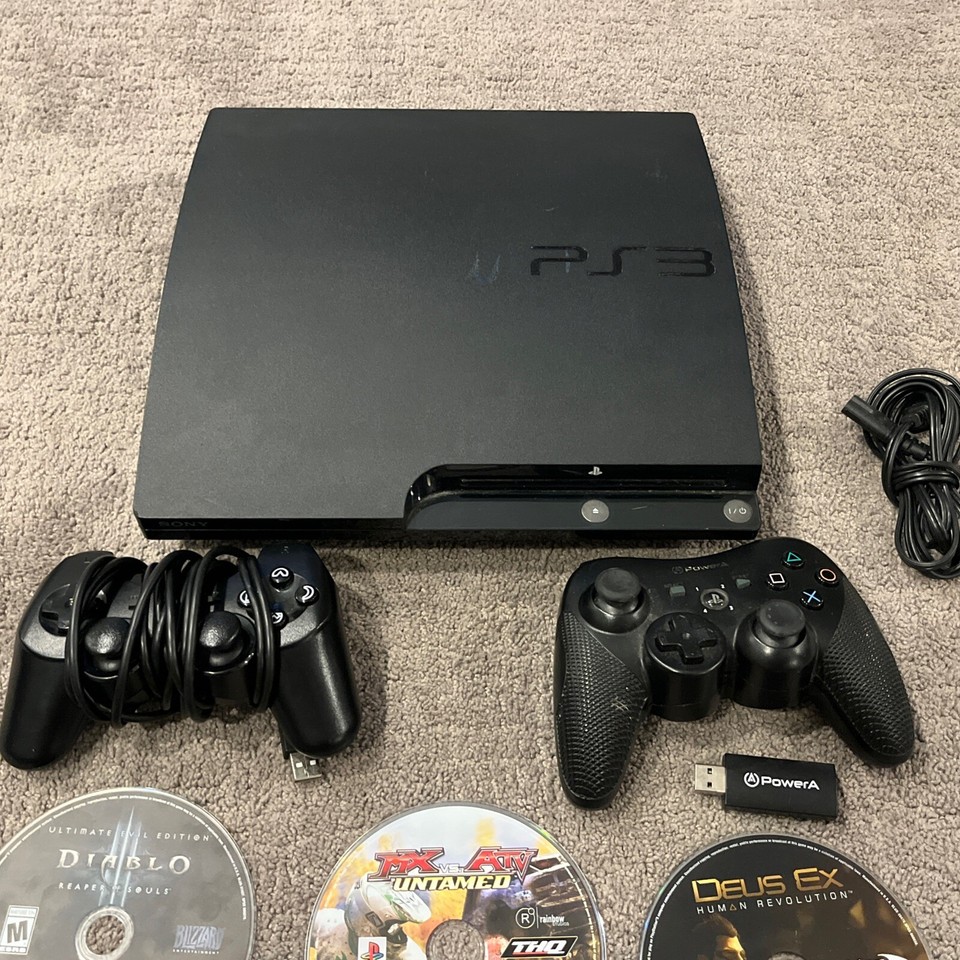 Sony PlayStation 3 Slim PS3 120GB Black Console System With Cords, and ...