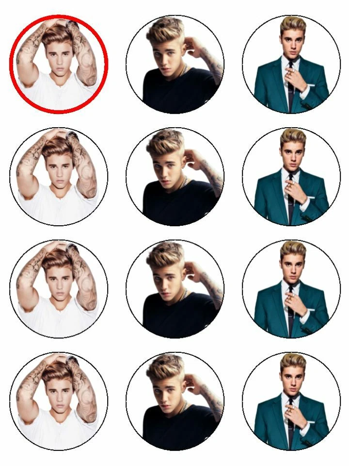 Justin Bieber Edible Cupcake Toppers