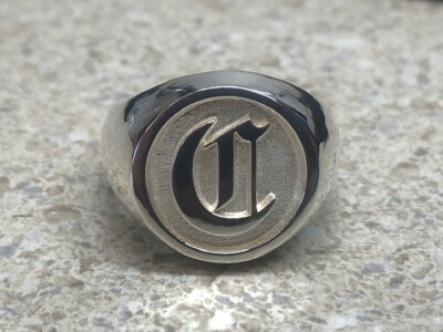 Letter C Old English Solid Initial Ring Sterling Silver 925 Sizes 6-16 ...