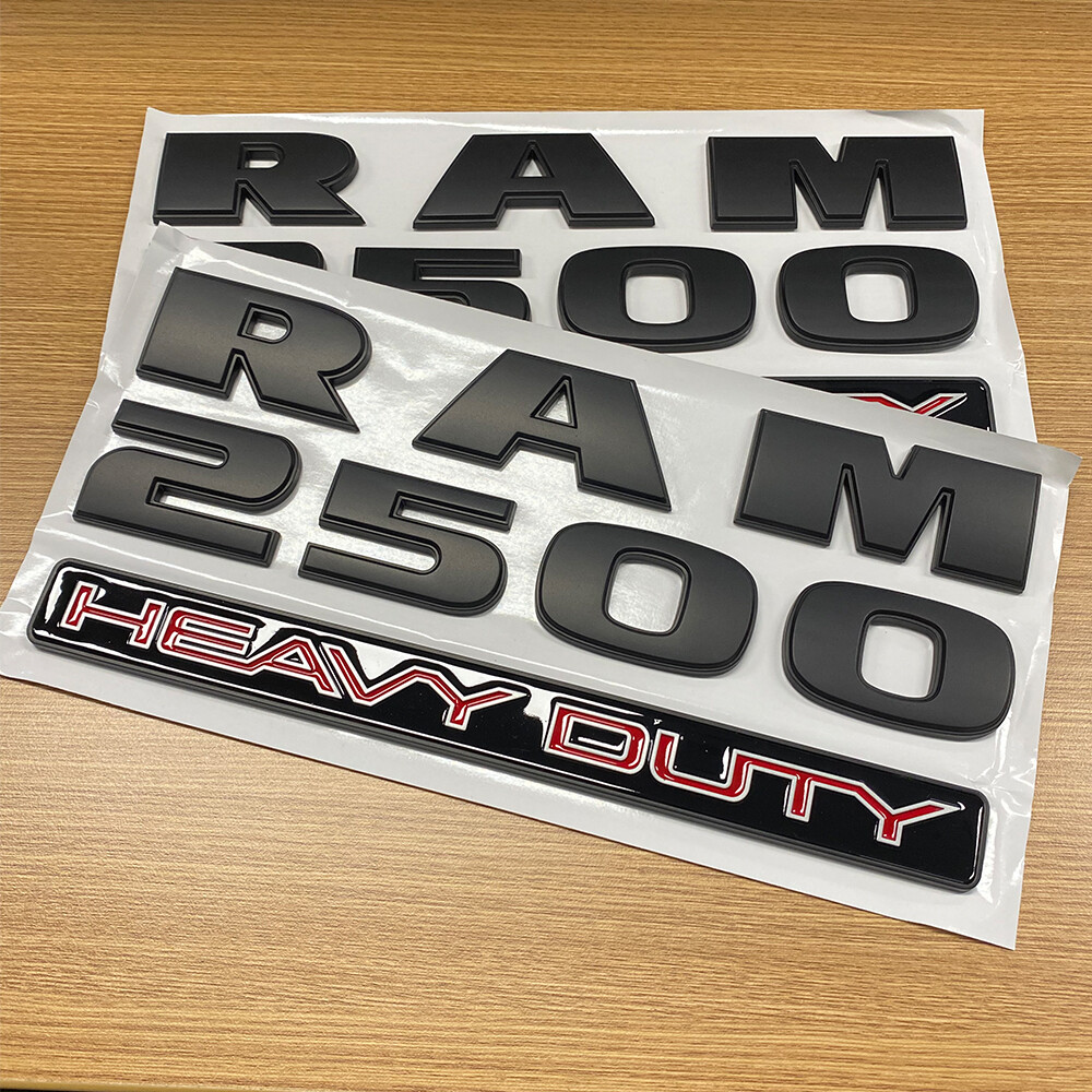 2SET Matte Black Front Door Side Emblem For RAM 2500 HEAVY DUTY Badges ...