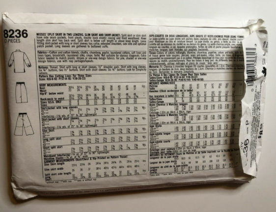 Misses' Split Skirt & Shirt Jacket Simplicity Sewing Pattern 8236 Size ...