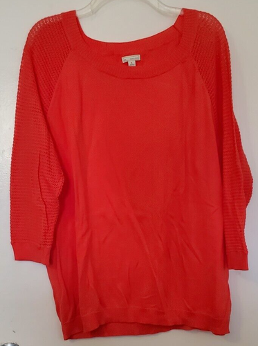 Gap Womens Pullover Crewneck Sweater Diva Pink Mesh Knit Sleeves Sz. XL ...