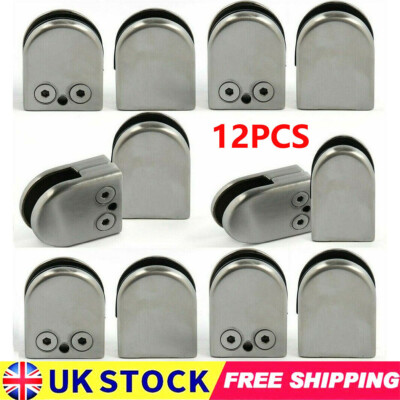 12X Glass Clamp Stainless Steel 304 Clip Flat Back Bracket For ...