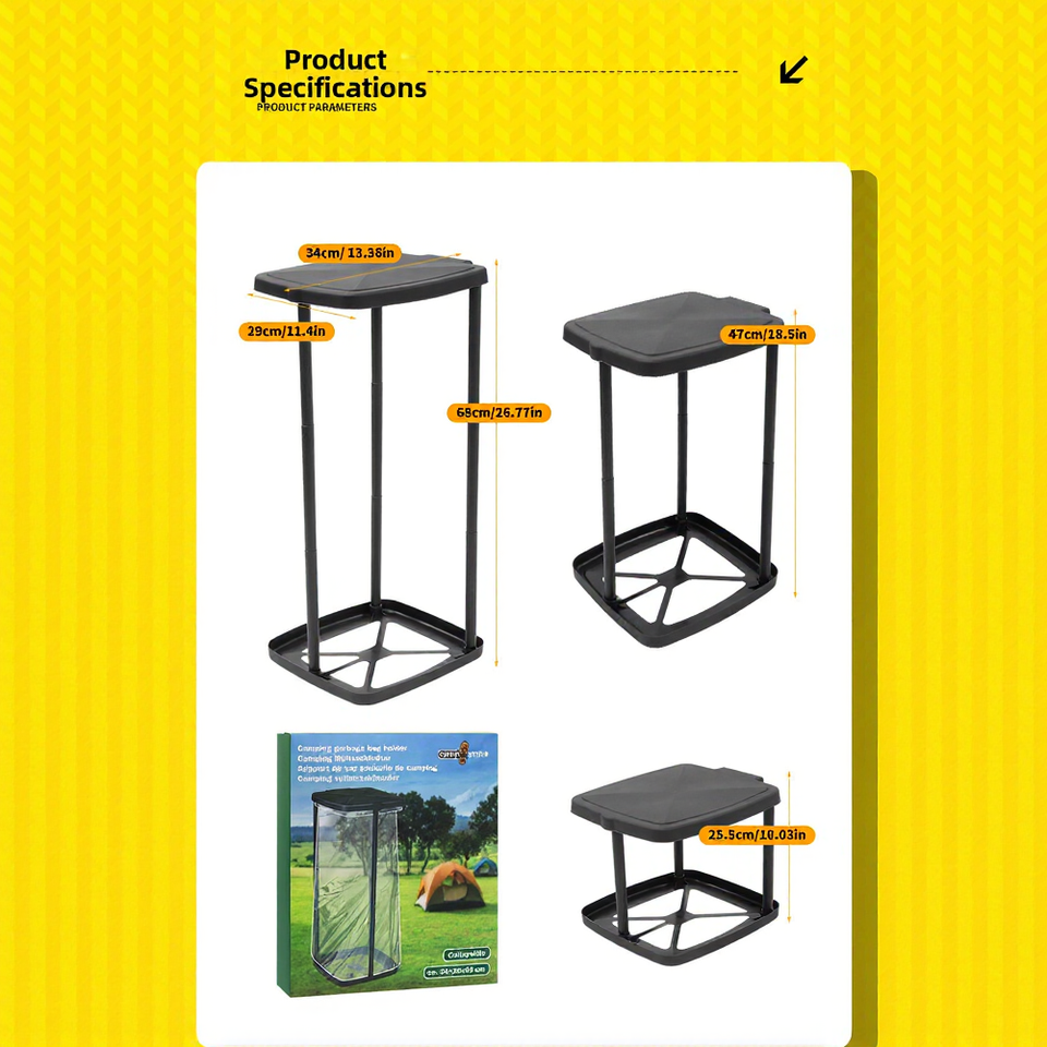 Compact Folding Trash Can 2 Inch Storage Height for Easy Transport and ...