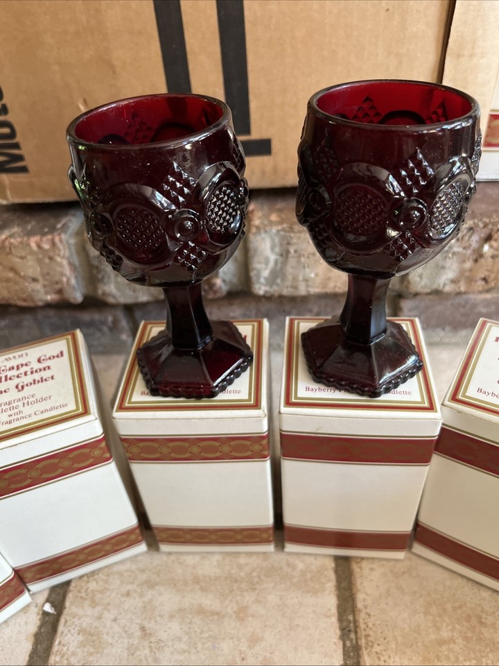Avon 1876 Cape Cod Wine Goblets 4.5" Ruby Red Set of 8 | eBay
