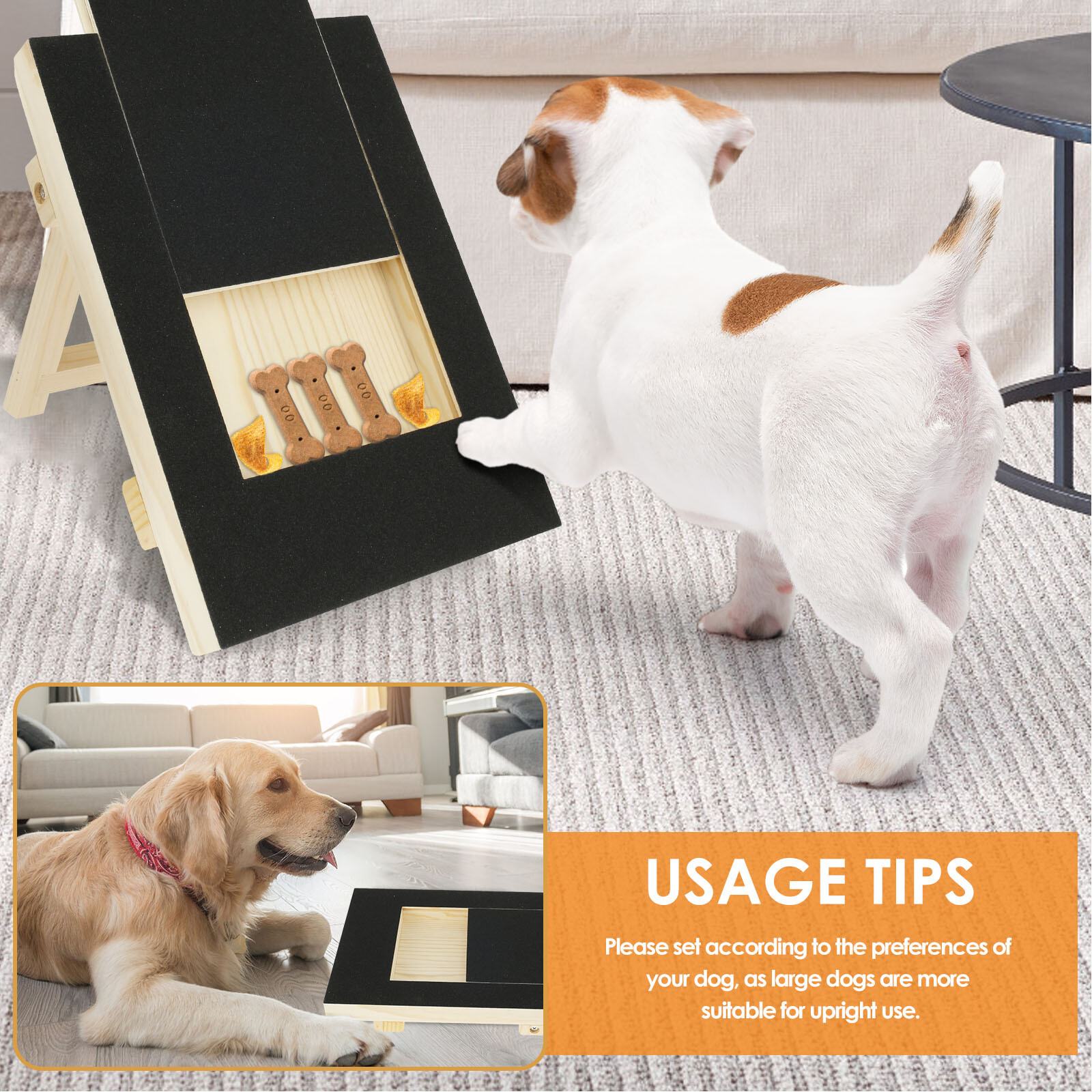 Dog Nail Scratch Board with Built-in Treat Box Wood Dog Scratch Pad Fun ...