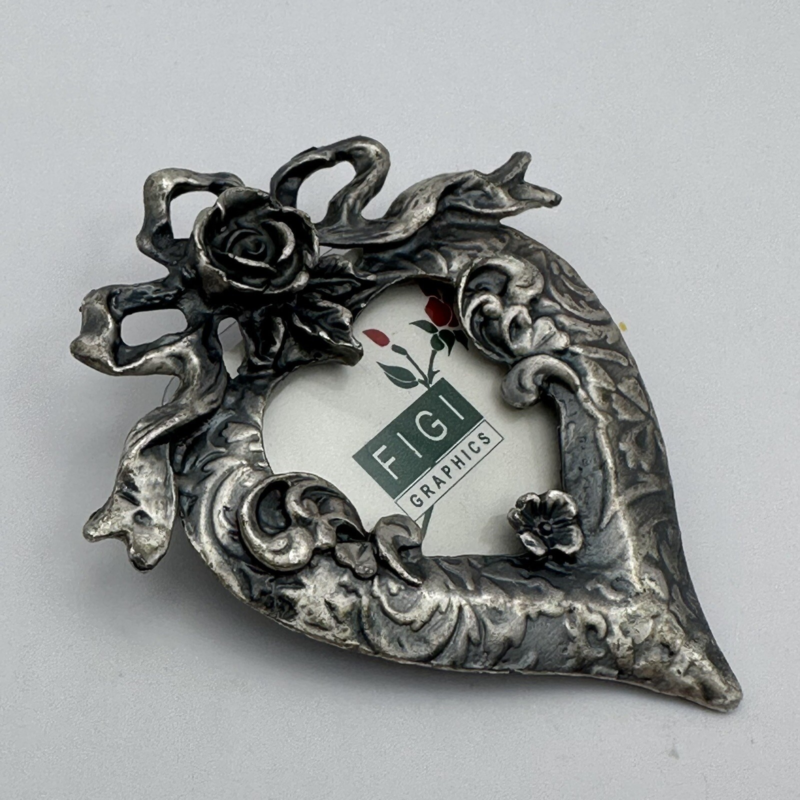 Victorian Style Heart Small Picture Photo Frame Brooc… - Gem