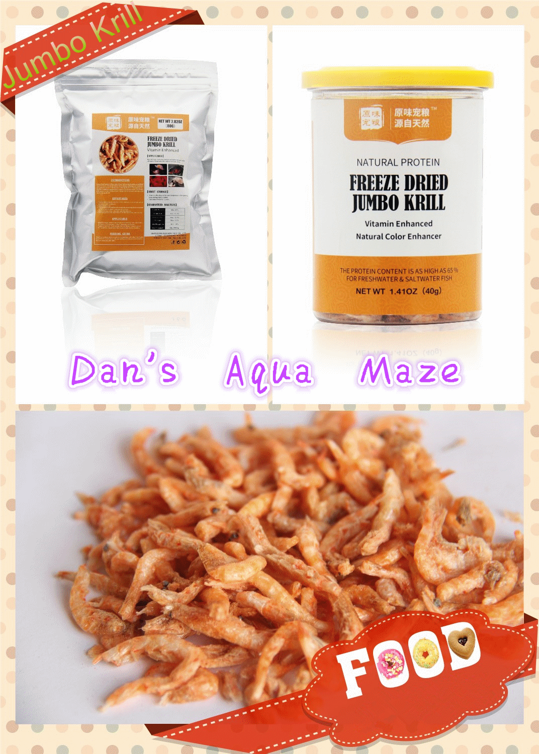 Freeze Dried Jumbo Krill Fish Food Cichlids Discus Arowana Turtle ...