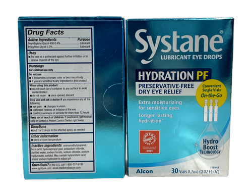 Systane Hydration PF Dry Eye Relief 30 Vials (0.7ml/0.02fl) Lot Of 2 ...