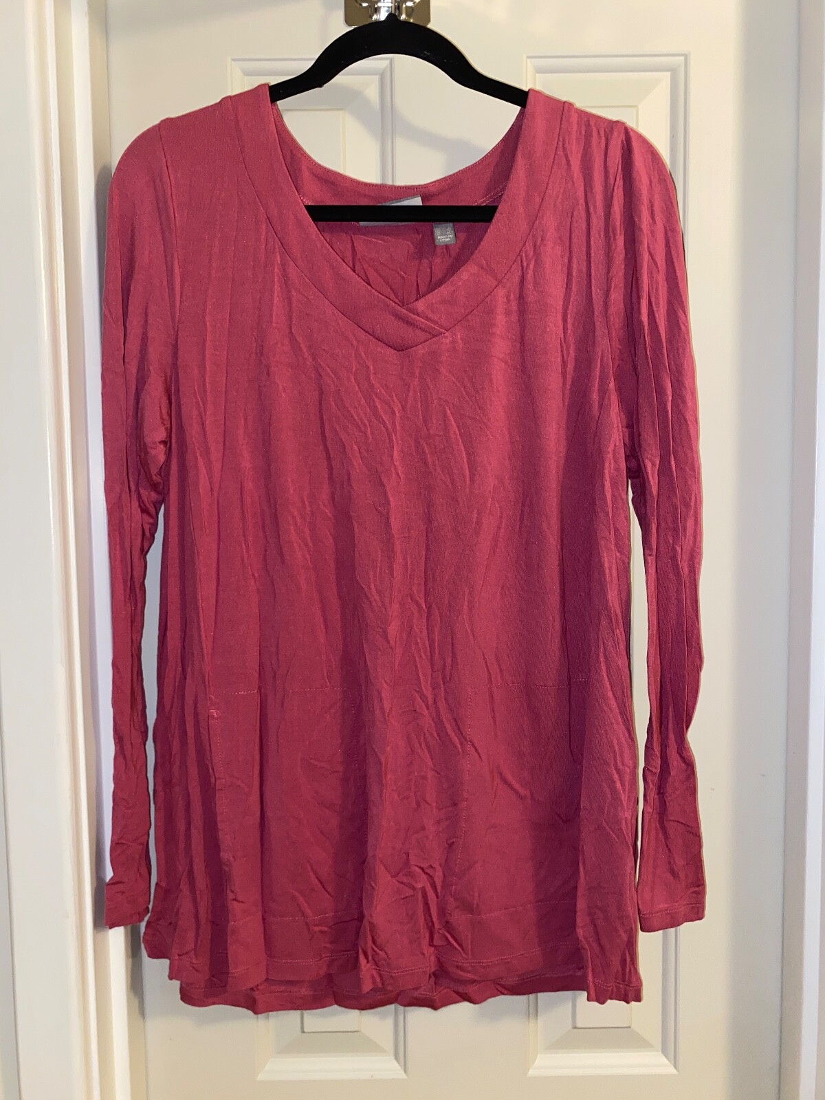 Susan Graver Lifestyle Reg Spa Knit V Neck Tunic Raspberry Sz Large Ebay