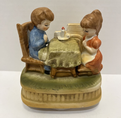 VTG Children Praying Revolving MUSIC BOX Ceramic Chadwick-Miller Sankyo ...