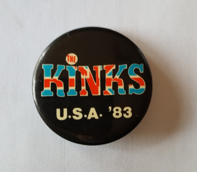 THE KINKS U.S.A. '83 Button Pinback Rare 1.75" 1983 Classic Rock Music ...