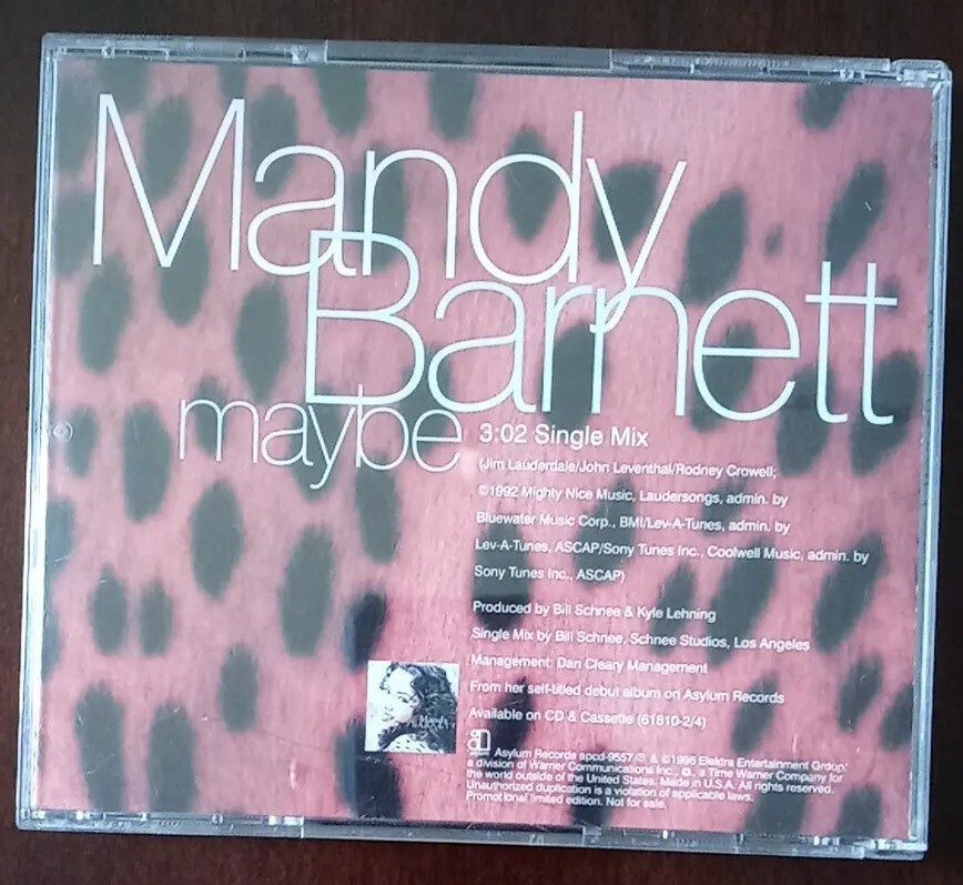 Maybe by Mandy Barnett (CD, Promo, Single, 1996, Asylum Records) RARE ...