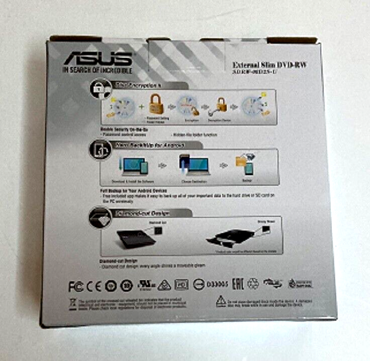 ASUS SDRW-08D2S-U EXTERNAL SLIM DVD-RW USB DRIVE Brand New | eBay