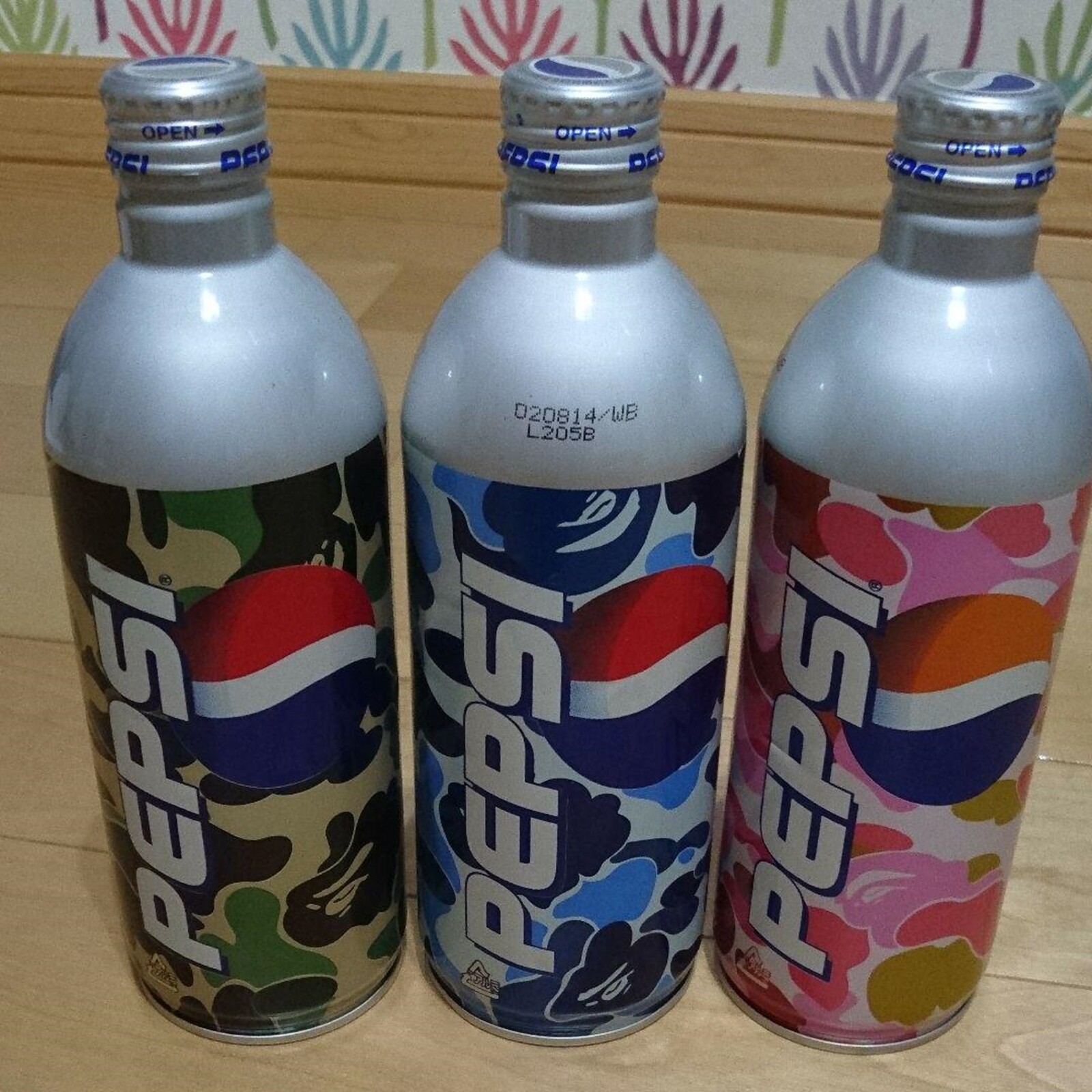 BAPE A Bathing Ape Pepsi Empty Bottle 500ml Cans Set of 3 Camo Blue ...