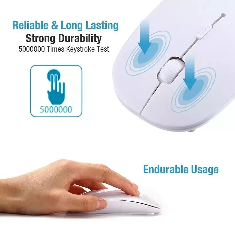 2.4GHz Wireless Cordless Mouse Slim Mice Optical Scroll PC Laptop ...