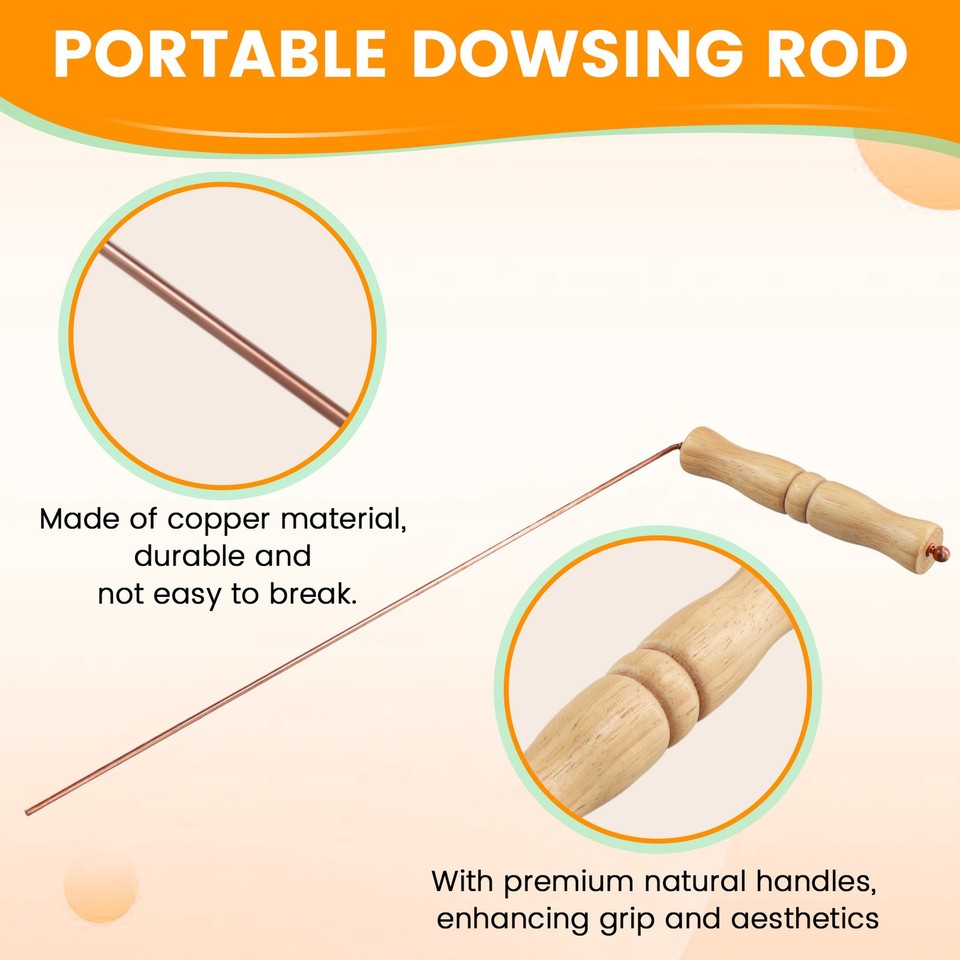 Copper Dowsing Rods Kit for Divination Tool - Natural Wooden ...