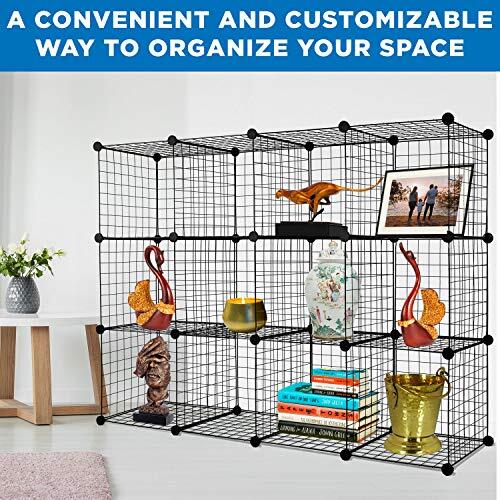 Work-It! Wire Storage Cubes, 12-Cube Metal Grid Organizer | Modular ...