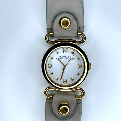 Marc Jacobs Hand Watch Molly Gold-tone Gray Leather Strap MBM1303 | eBay