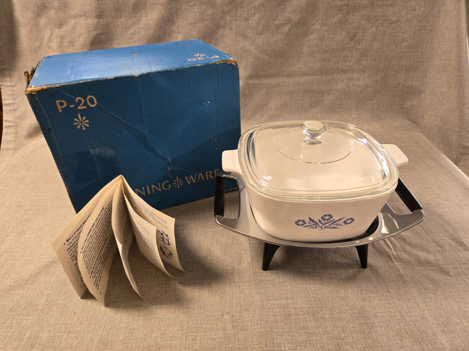 Vintage Corning Ware P-20 Party Buffet 1 3/4 Qt Saucepan With Warmer In ...