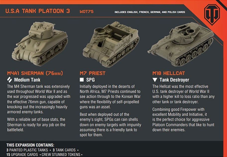 World of Tanks WOT75 US Tanks M4A1 (76mm), M7 Priest & M18 Hellcat | eBay
