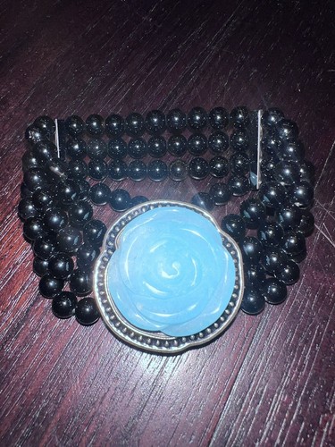 Qvc Sterling silver changeable Blue Jade Flower bracelet Set | eBay