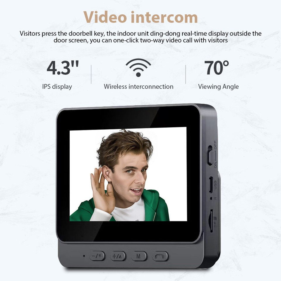 2.4G Wireless Smart Visual Intercom Video Doorbell Camera Monitor for ...