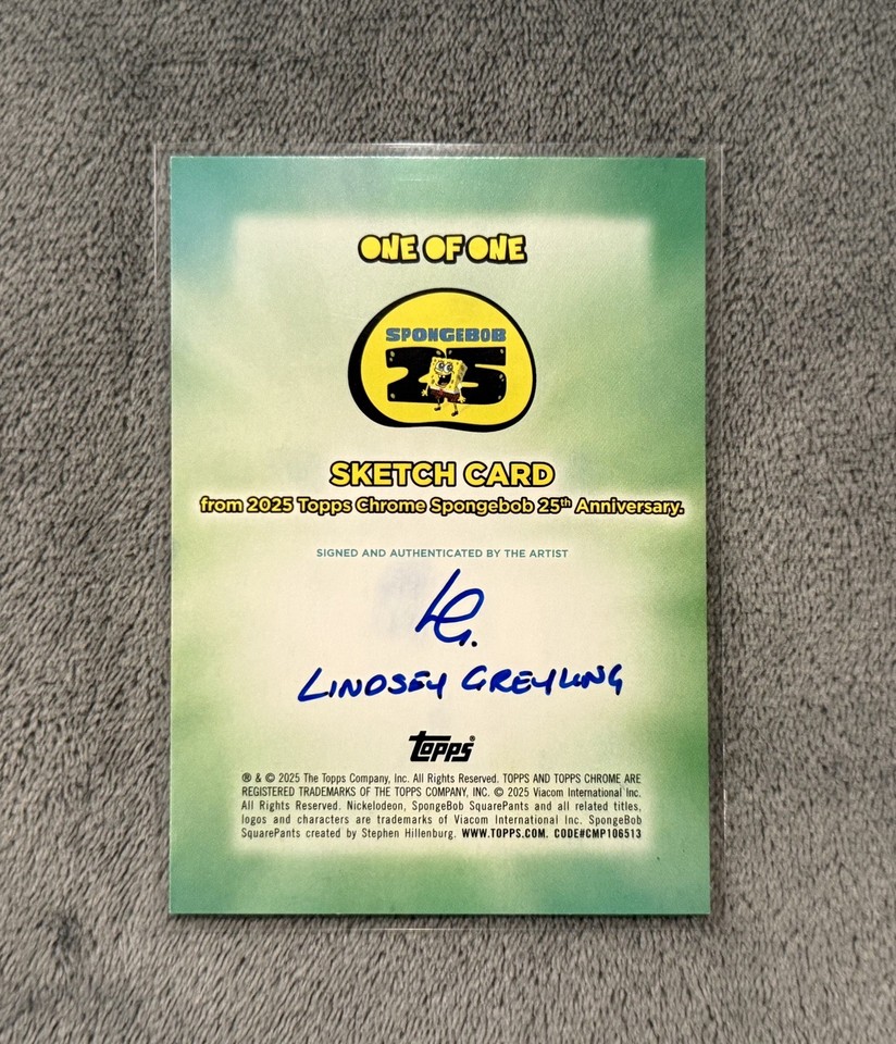 2025 Topps Chrome SpongeBob Sketch Card 1/1 SpongeBob & Patrick Friends ...